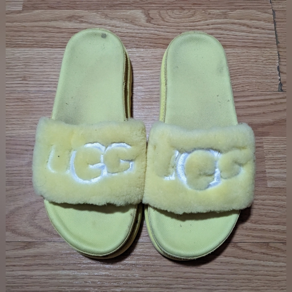 Final Price Ugg Yellow Slides Slippers 8.5 Treadlite - Gem